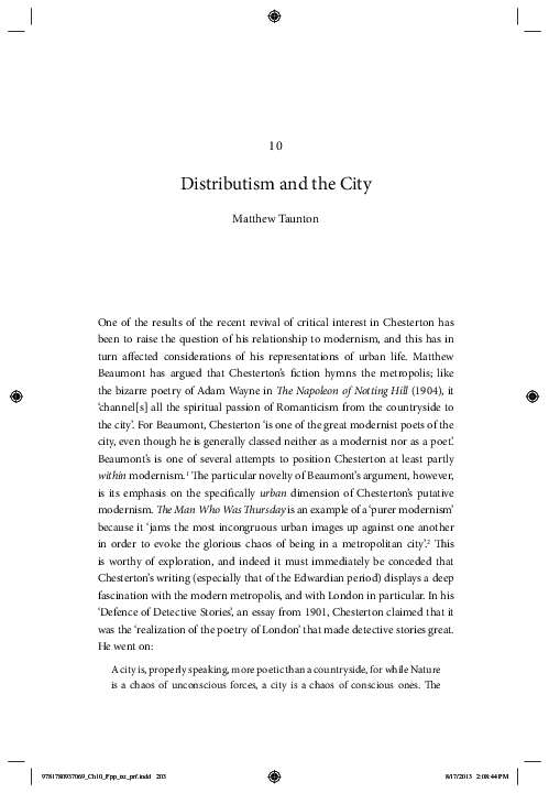 (PDF) Distributism and the City
