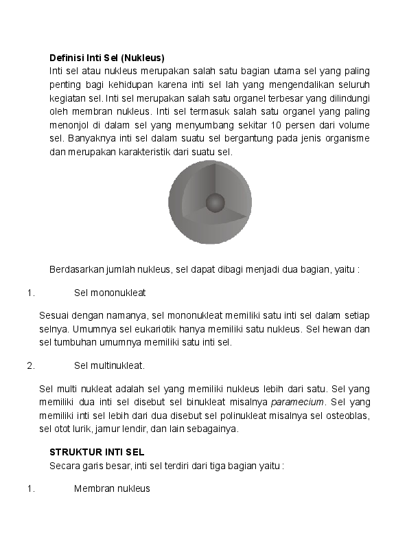 (DOC) Definisi Inti Sel