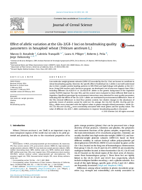 (PDF) Effect of allelic variation at the Glu-3/Gli-1 loci on ...