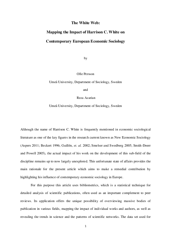 (PDF) The White Web: Mapping the Impact of Harrison C. White on ...