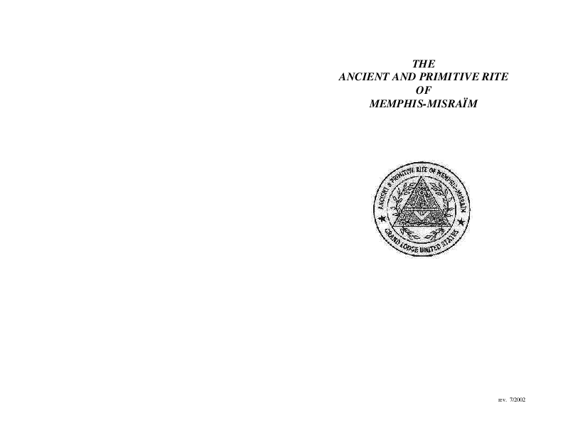 (PDF) THE ANCIENT AND PRIMITIVE RITE OF MEMPHIS-MISRAÏM