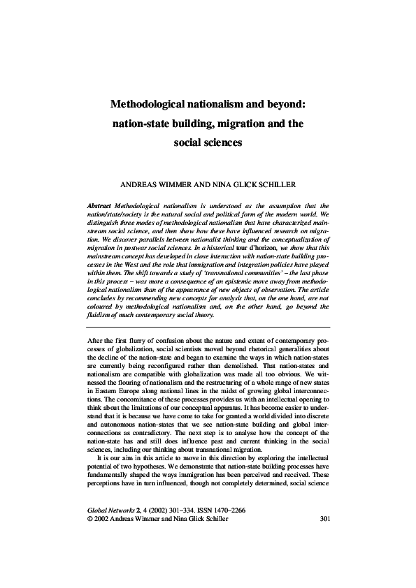 (PDF) Methodological nationalism and beyond: nation-state building ...
