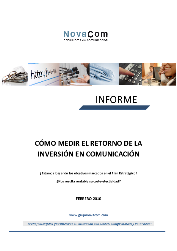 (PDF) INFORME CÓMO MEDIR EL RETORNO DE LA INVERSIÓN EN COMUNICACIÓN