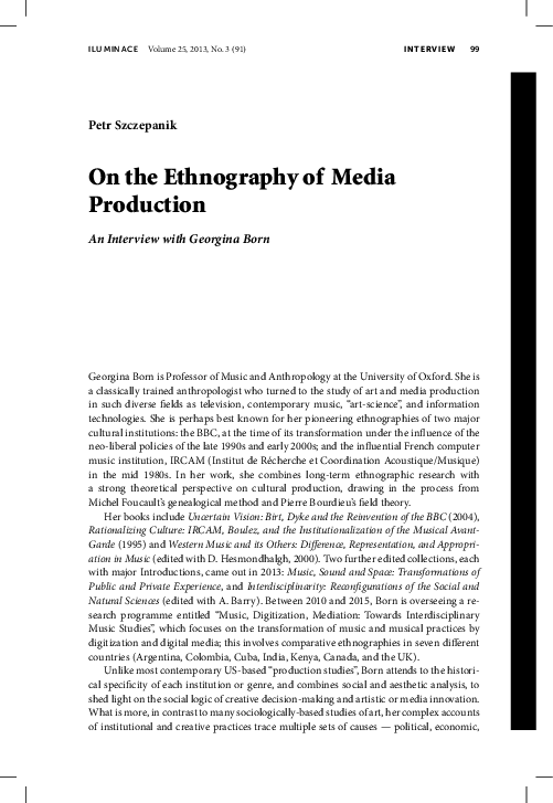 (PDF) ‘On the Ethnography of Media Production: An Interview with ...
