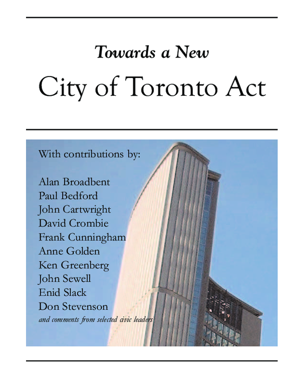 (PDF) Towards a New City of Toronto Act