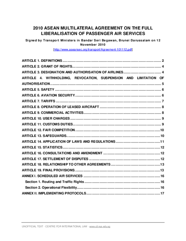 (PDF) 2010 ASEAN MULTILATERAL AGREEMENT ON THE FULL LIBERALISATION OF ...