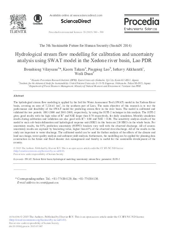 (PDF) Hydrological stream flow modelling for calibration and uncertainty analysis using SWAT ...