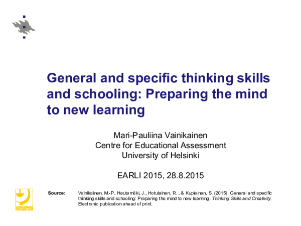 (PPT) General and specific thinking skills and schooling