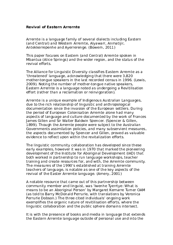(DOC) Stage of Revival of Eastern Arrernte