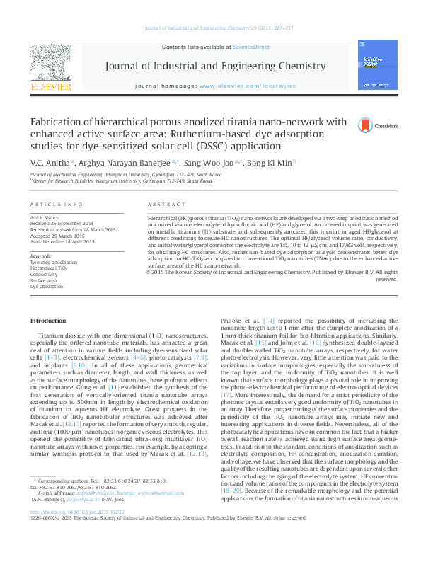 (PDF) Fabrication of hierarchical porous anodized titania nano-network ...
