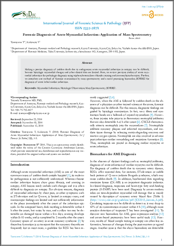 (PDF) Forensic Diagnosis of Acute Myocardial Infarction: Application of ...