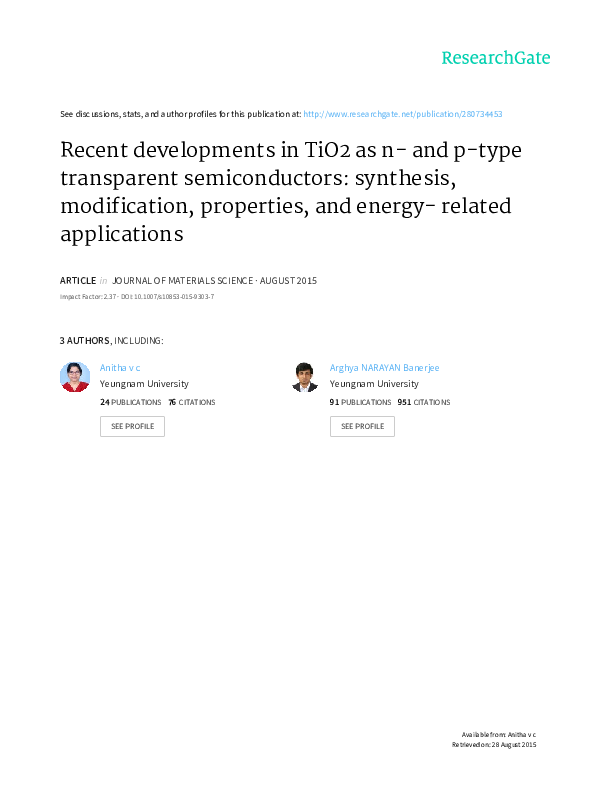 (PDF) Recent developments in TiO2 as n- and p-type transparent ...