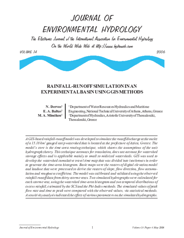 Rainfall Runoff Simulation In An Experimental Basin Using Gis Methods