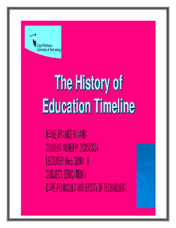 (PDF) History and timeline of the South African education