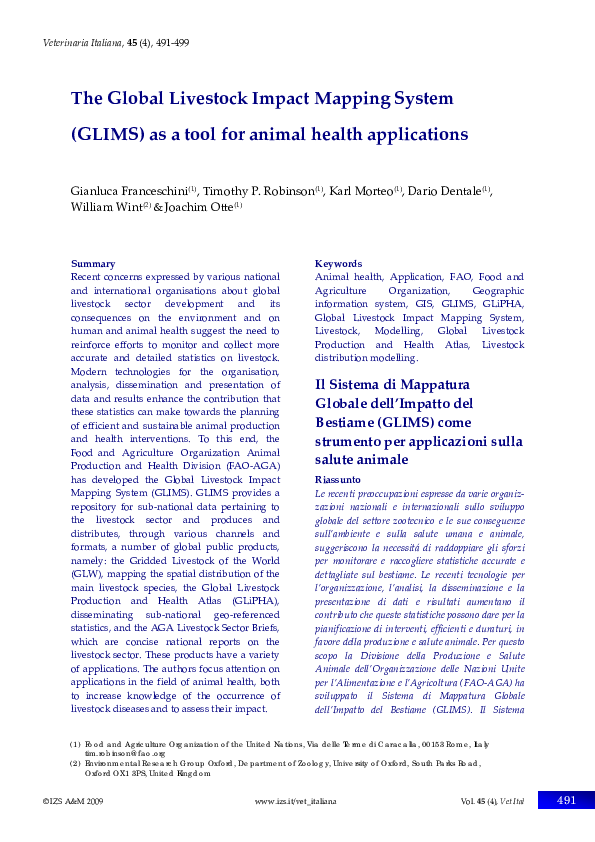 (PDF) The Global Livestock Impact Mapping System (GLIMS) as a tool for ...