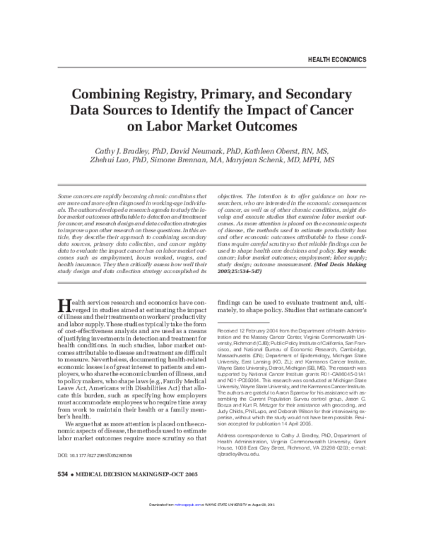 (PDF) Combining registry, primary and secondary data sources to ...