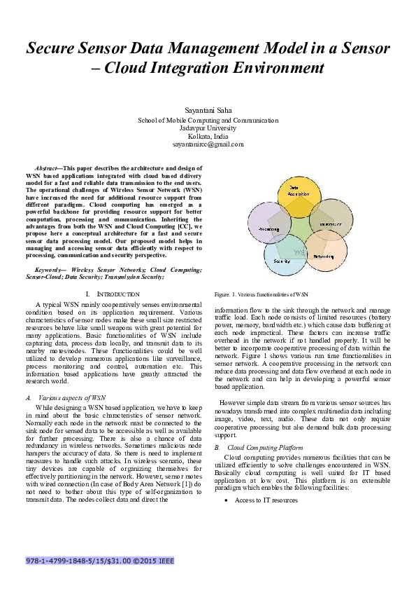 Pdf Secure Sensor Data Management Model In A Sensor Cloud