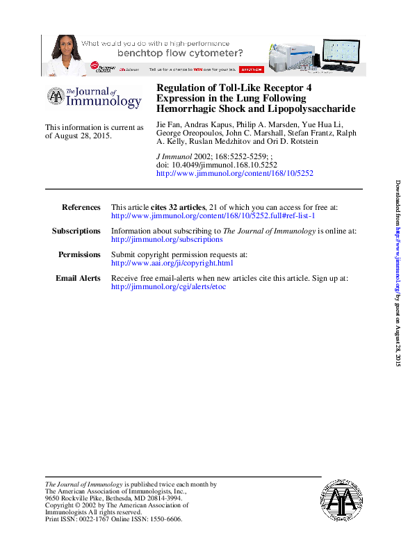 (PDF) Lipopolysaccharide Hemorrhagic Shock and Expression in the Lung ...