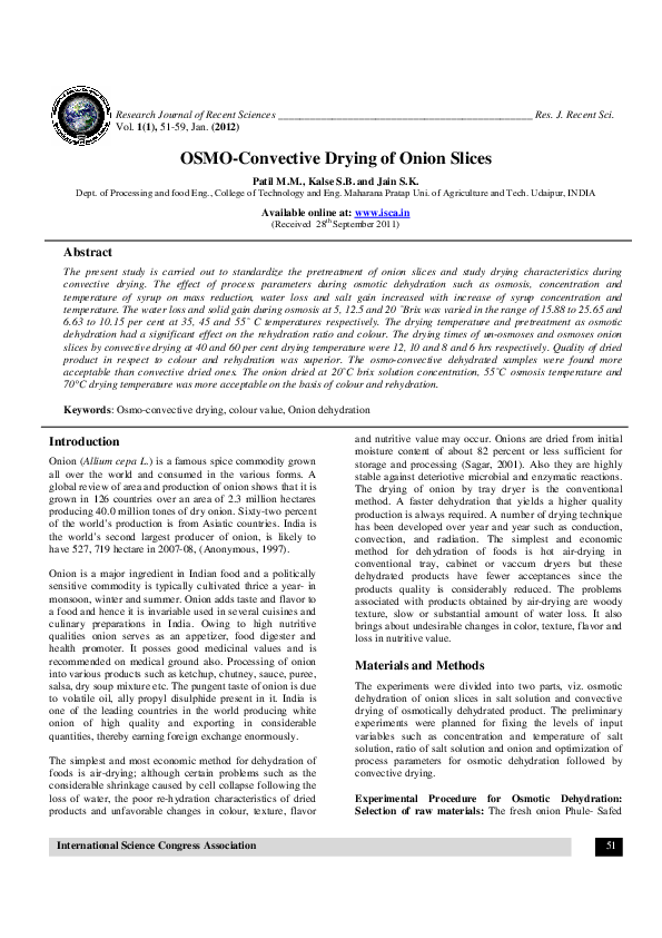 (PDF) OSMO-Convective Drying of Onion Slices
