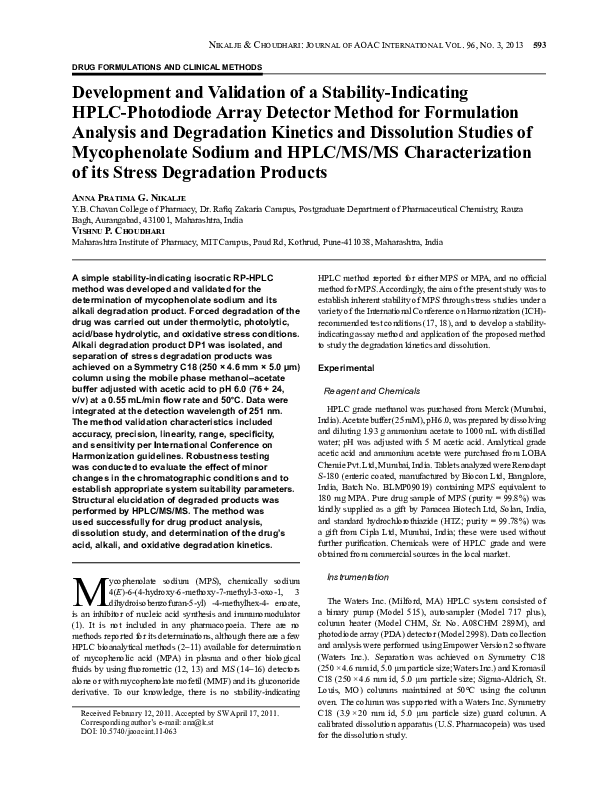 (PDF) Development and Validation of a Stability-Indicating HPLC-Photodiode Array Detector Method ...