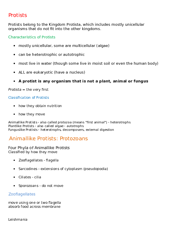 (DOC) Kingdom Protista