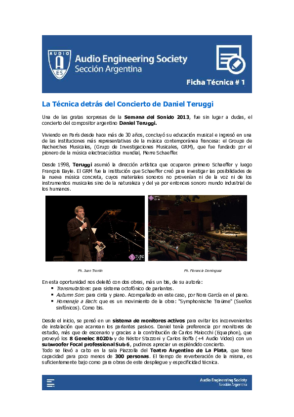 (PDF) La técnica detrás del concierto de Daniel Teruggi
