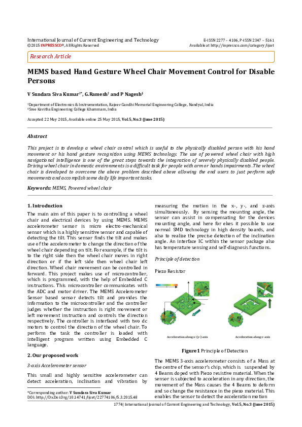 (PDF) MEMS based Hand Gesture Wheel Chair Movement Control for Disable ...
