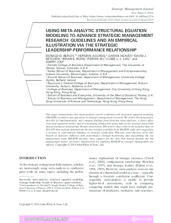 (PDF) Using meta-analytic structural equation modeling to advance strategic management research ...