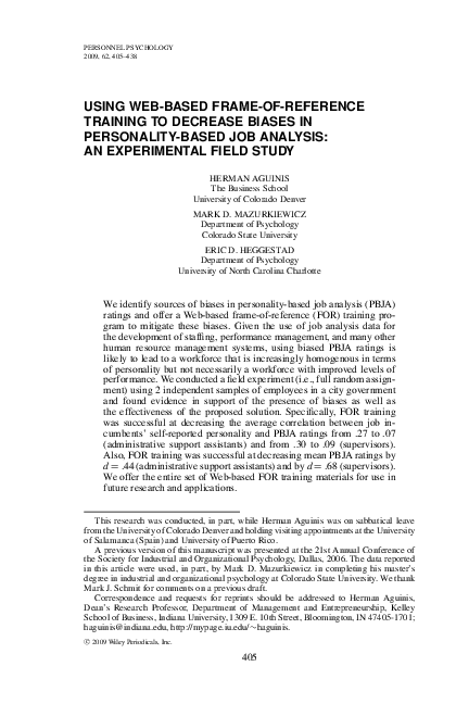 (PDF) USING WEB-BASED FRAME-OF-REFERENCE TRAINING TO DECREASE BIASES IN ...