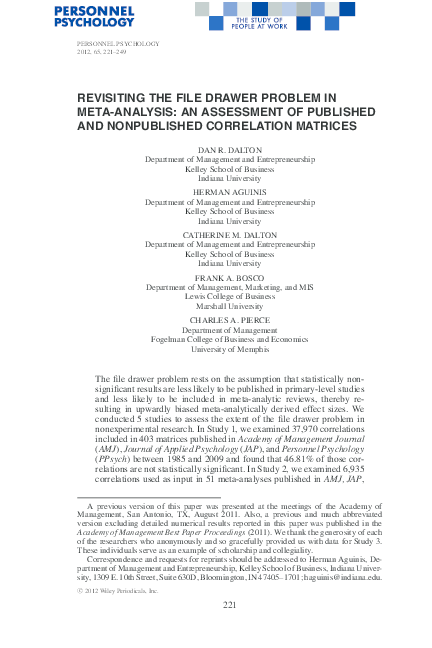 (PDF) REVISITING THE FILE DRAWER PROBLEM IN META-ANALYSIS: AN ...