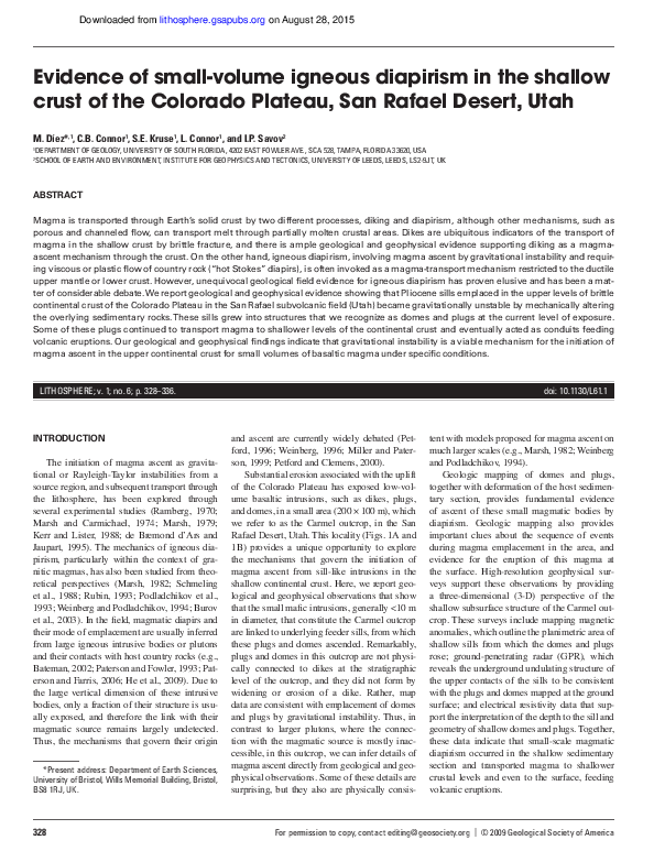 (PDF) Evidence of small-volume igneous diapirism in the shallow crust ...