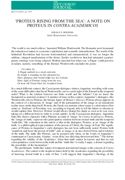 (PDF) 'Proteus Rising From the Sea': A Note on Proteus in Contra ...