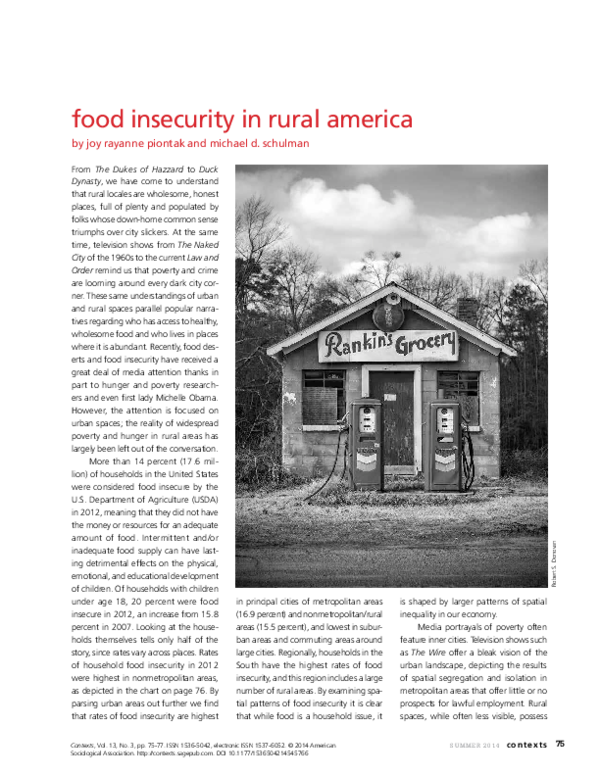 (PDF) Food Insecurity in Rural America