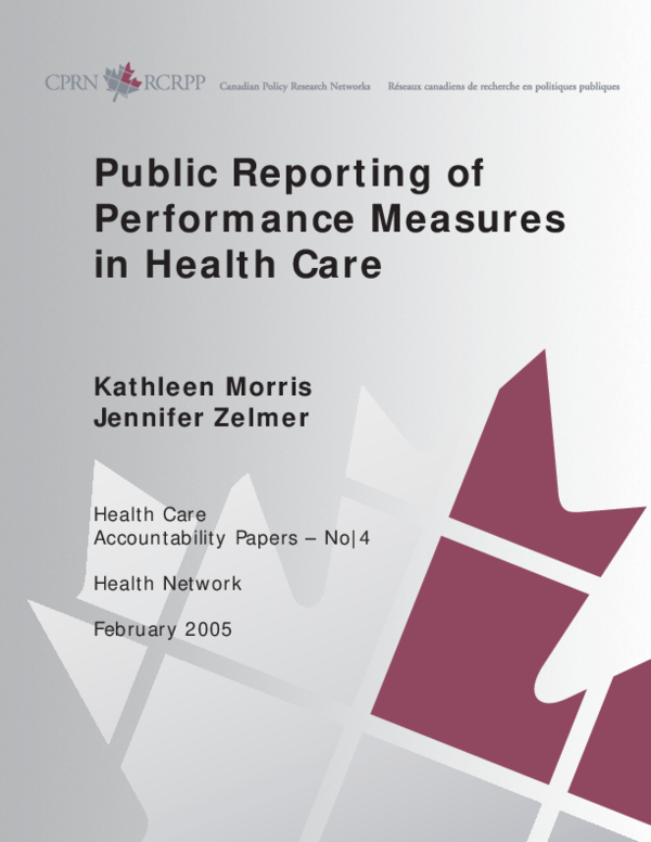 (PDF) Public Reporting of Performance Measures in Health Care