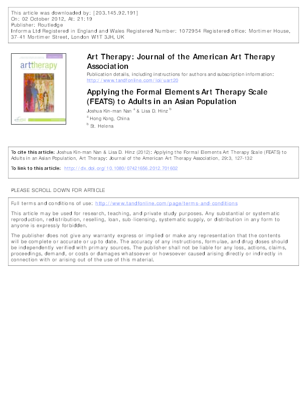 (PDF) Applying the Formal Elements Art Therapy Scales (FEATS) to adults ...