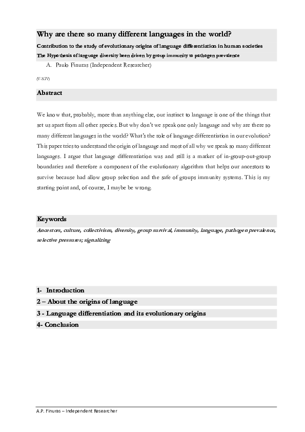 (PDF) Why are there so many languages.