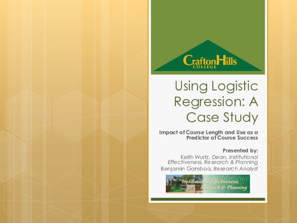 (PDF) Using Logistic Regression: A Case Study Impact of Course Length and Use as a Predictor of ...