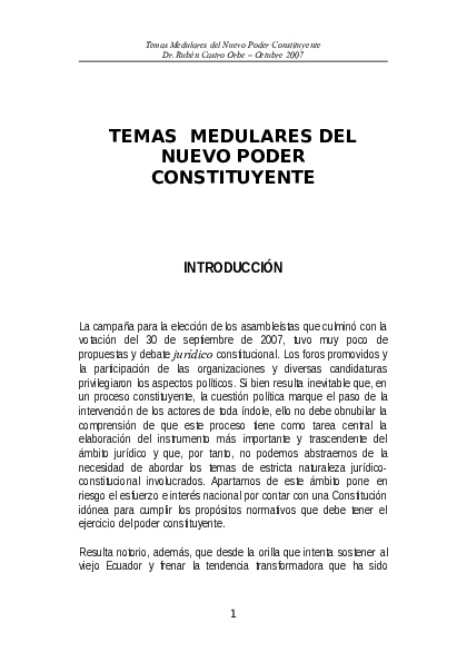(DOC) TEMAS MEDULARES DEL NUEVO PODER CONSTITUYENTE