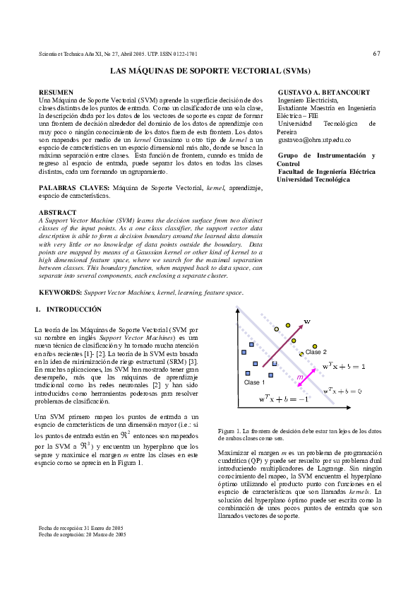 (PDF) LAS MÁQUINAS DE SOPORTE VECTORIAL (SVMs
