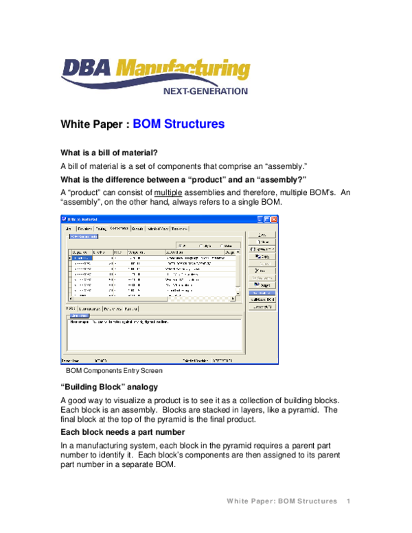 (PDF) White Paper : BOM Structures