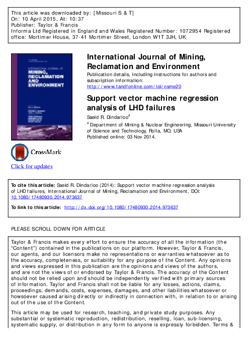 (PDF) Support vector machine regression analysis of LHD failures