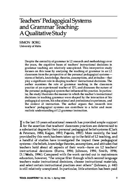 (PDF) Teachers' Pedagogical Systems and Grammar Teaching: A Qualitative ...