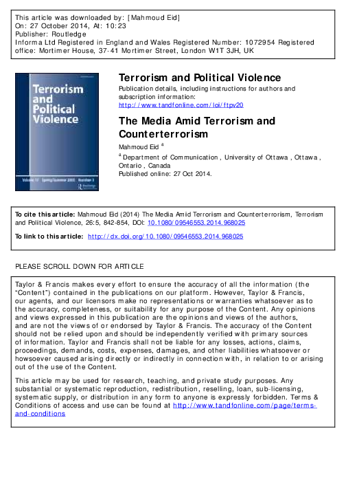 (PDF) The Media amid Terrorism and Counterterrorism