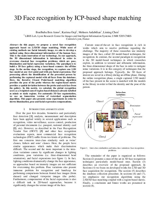 Pdf 3d Face Recognition By Icp Based Shape Matching