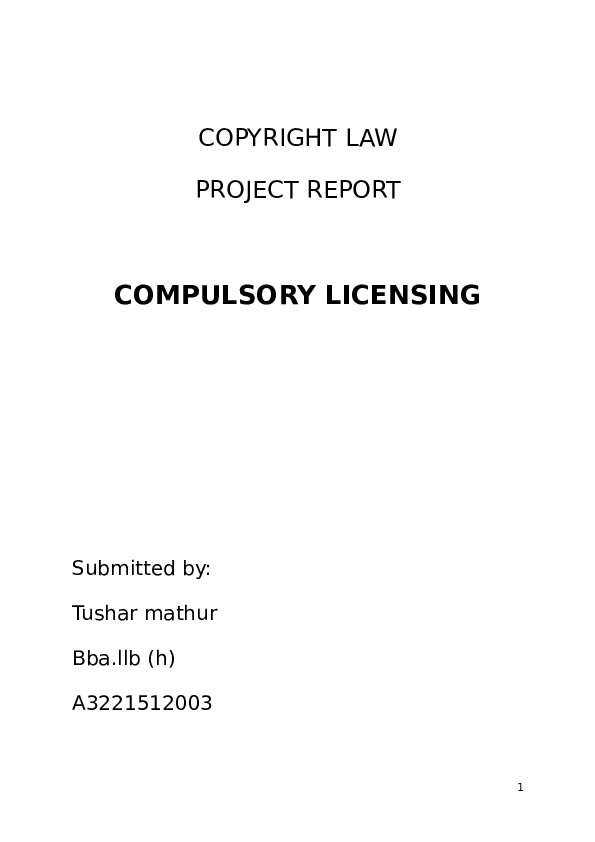 (DOC) COMPULSORY LICENSING