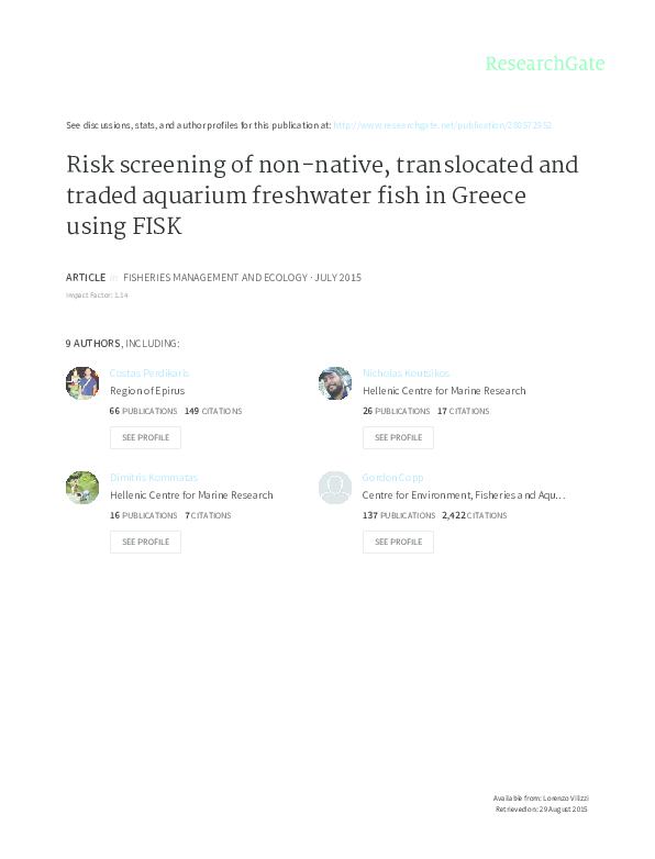 (PDF) Risk screening of non-native, translocated and traded aquarium ...