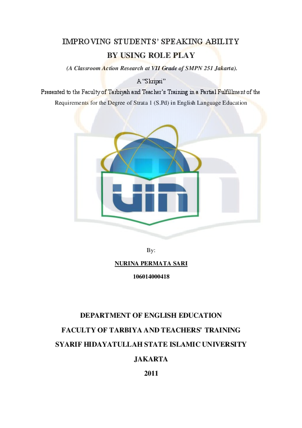 (PDF) IMPROVING STUDENTS' SPEAKING ABILITY BY USING ROLE PLAY ...