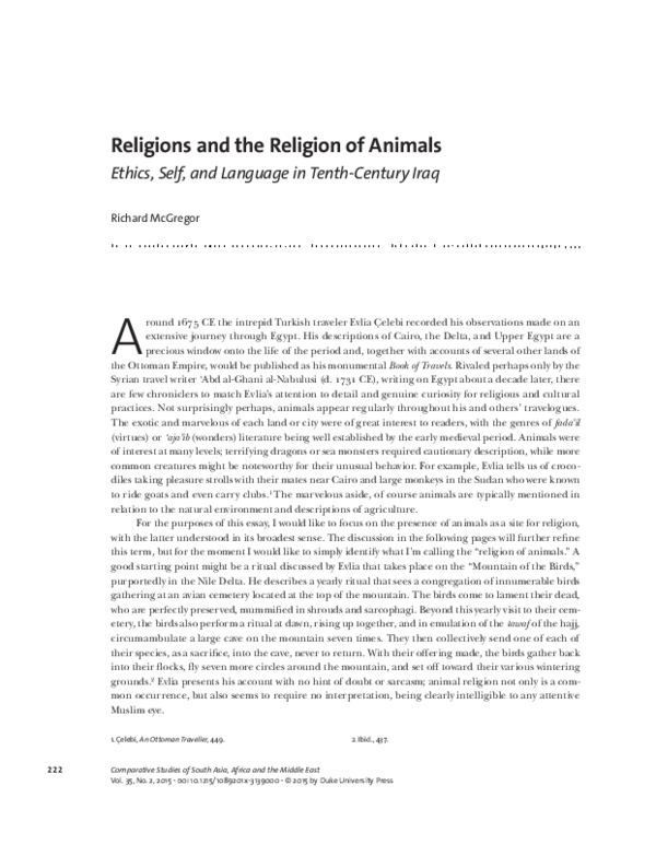 (PDF) Religions and the Religion of Animals: ethics, self, and language ...