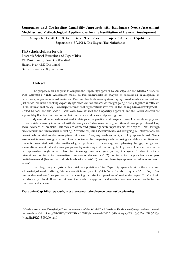 (PDF) Comparing and Contrasting Capability Approach with Kaufman’s ...