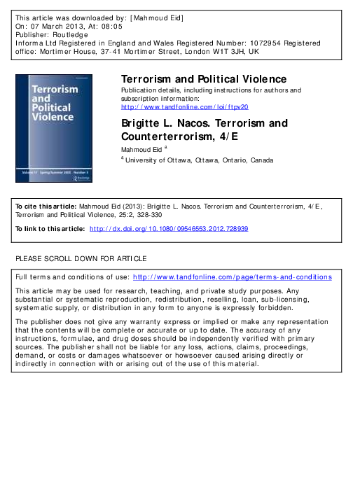 (PDF) Terrorism and Counterterrorism